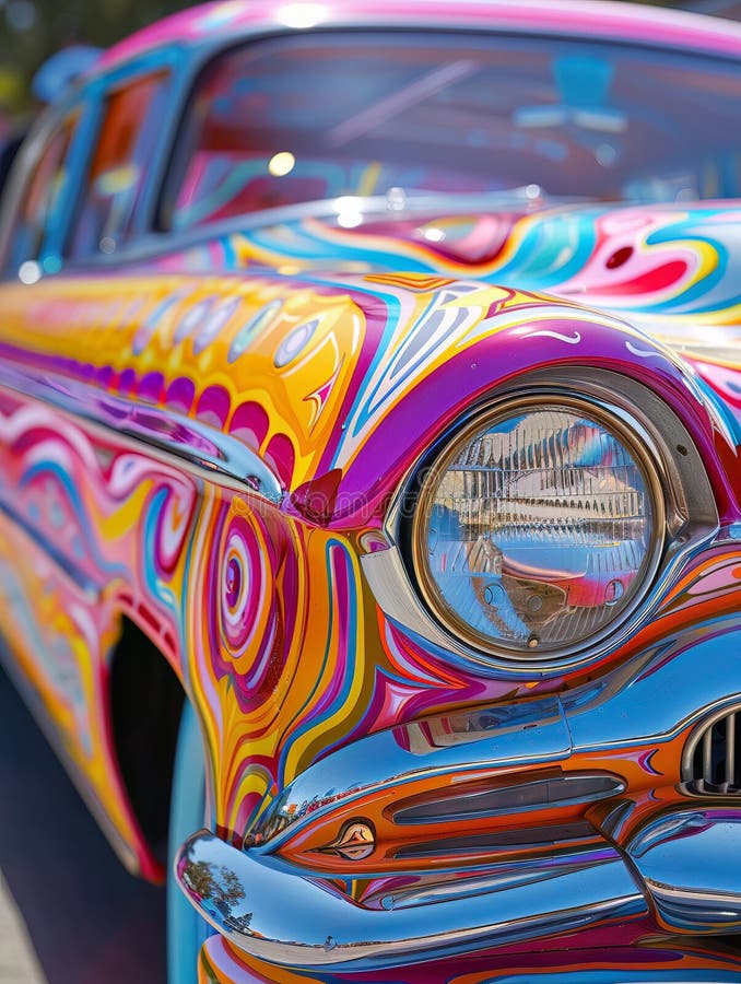 A Vintage Car Show Where the Vehicles are Painted in Psychedelic ...