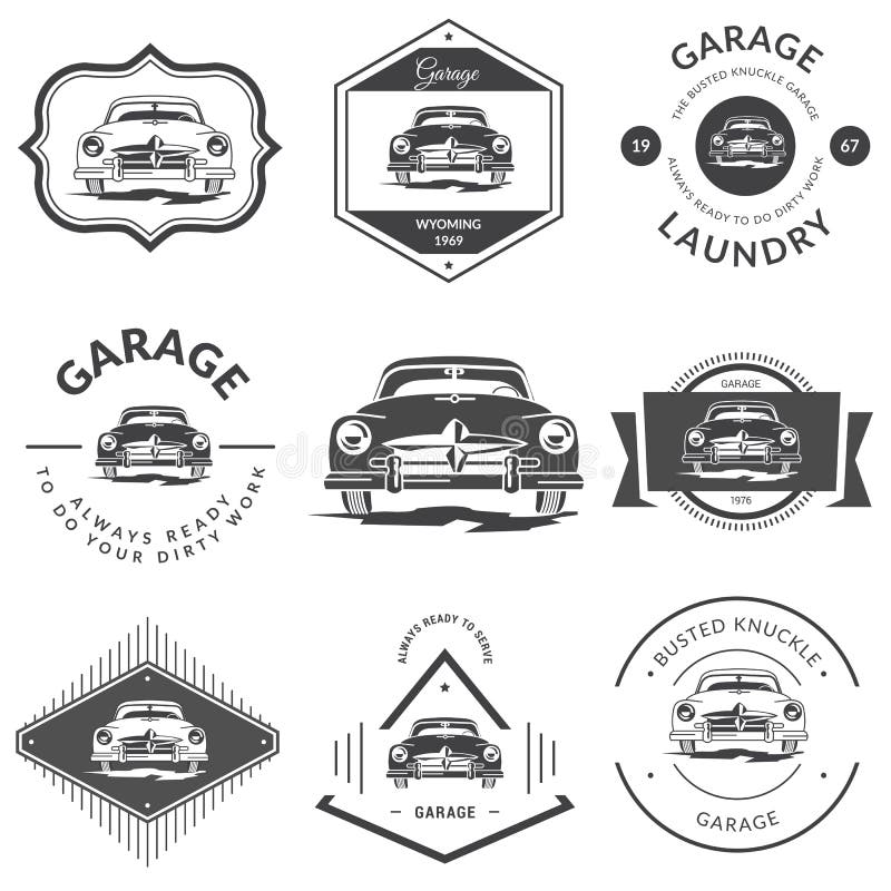 Vintage Car Sign - Classic Garage. Stock Vector - Illustration of stain ...