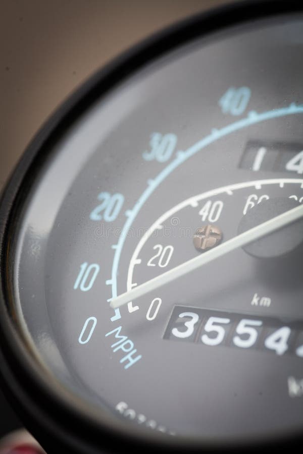 Speedometer on a Vintage Car`s Dashboard Stock Photo - Image of gauge ...