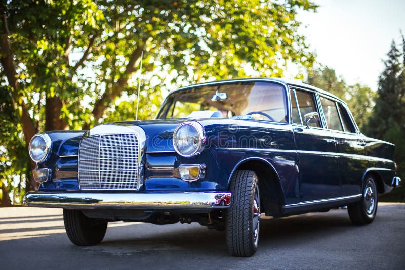 Vintage Car Staying at Sunset in the Park Stock Photo - Image of ...