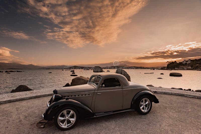Vintage car 1951 at sunset stock image. Image of pickup - 186977463