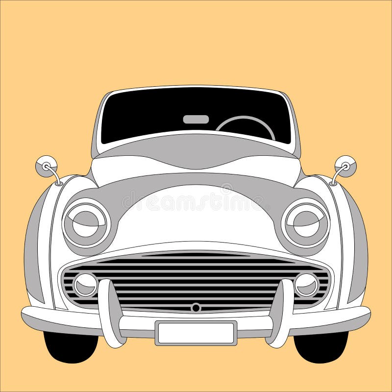 Vintage Car,vector Illustration, Lining Draw, Front Stock Vector ...