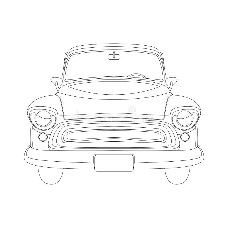 Vintage Car ,vector Illustration , Lining Draw , Front Stock Vector ...