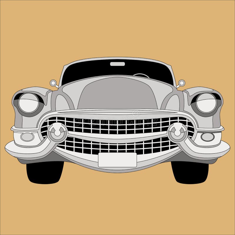 Vintage Car,vector Illustration , Lining Draw , Front Stock Vector ...