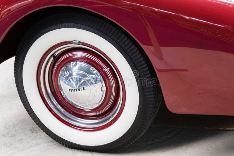 Vintage car wheel editorial image. Image of bumper, motor - 55346430