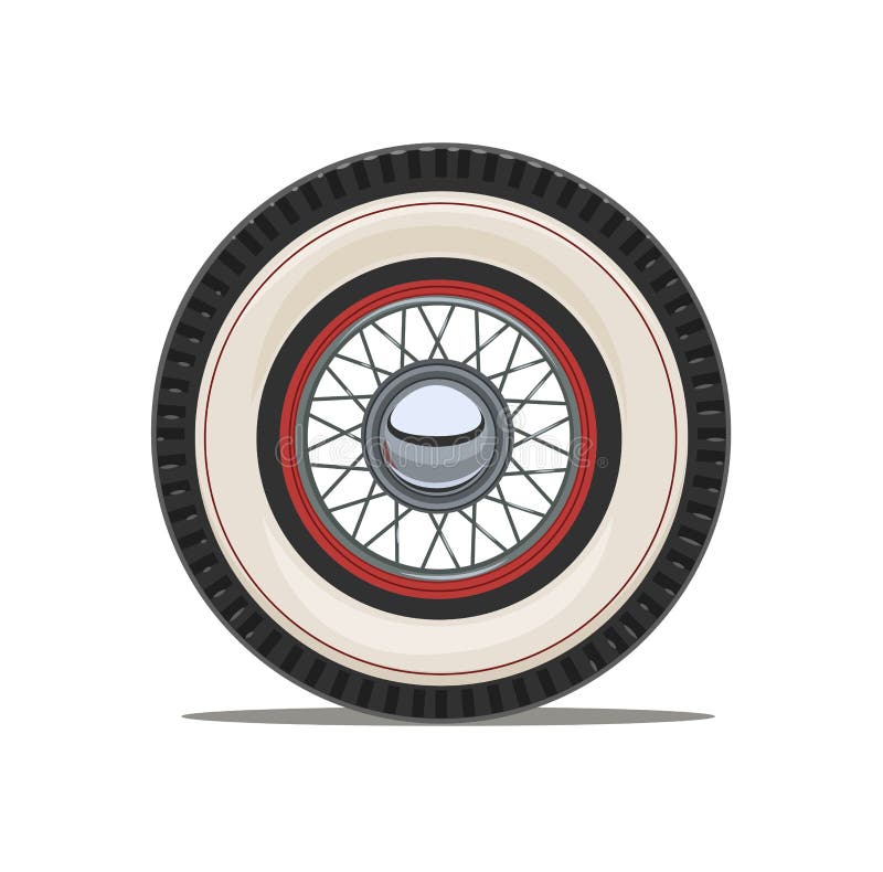 Vintage Car Wheel with Spoke Vector Illustration. Stock Vector ...