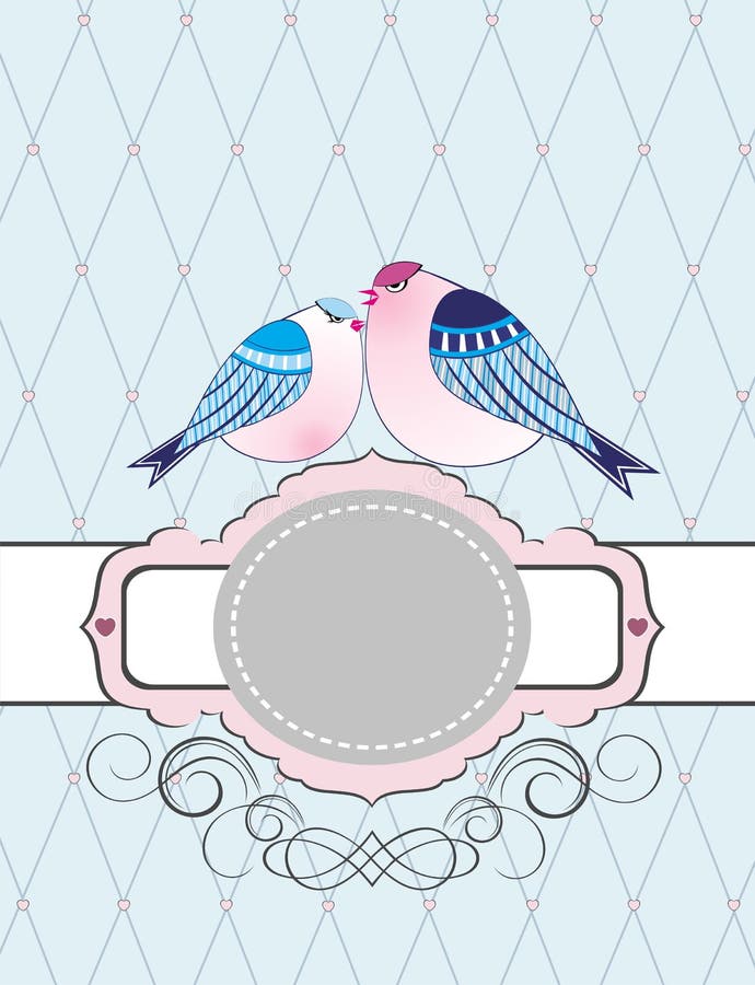 Vintage Card with Cute Birds Stock Vector - Illustration of card, birth ...