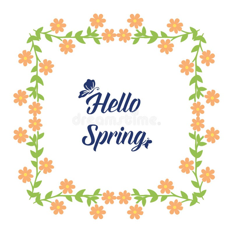 Vintage Card Design, with Beautiful Wreath Frame, for Hello Spring ...