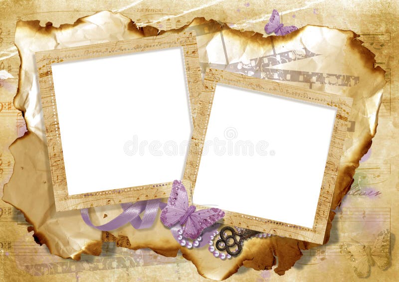 Vintage Card with Frame and Butterfly Stock Illustration - Illustration ...