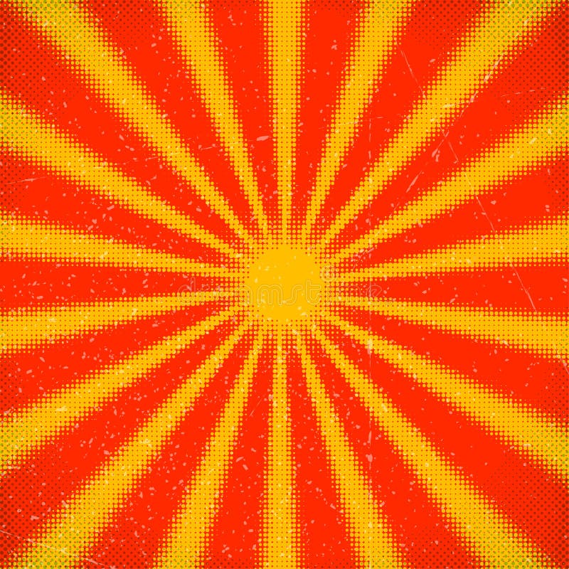 Vintage Card with Halftone Sun Rays Stock Vector - Illustration of ...