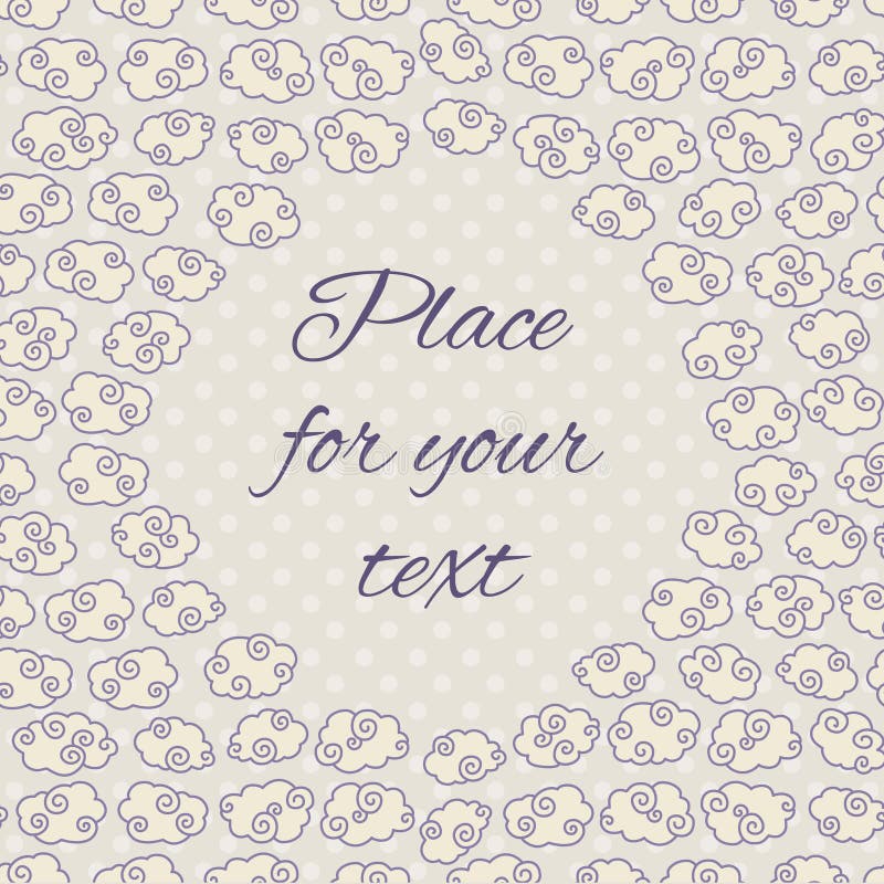 Vintage Card with Hand Drawn Clouds and Place for Text. Stock Vector ...