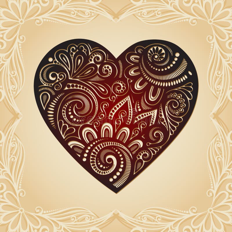Vintage Card with Heart. stock vector. Illustration of couple - 37181419