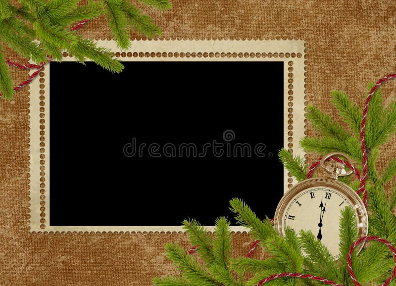 Vintage Card for the Holiday with Clock Stock Illustration ...