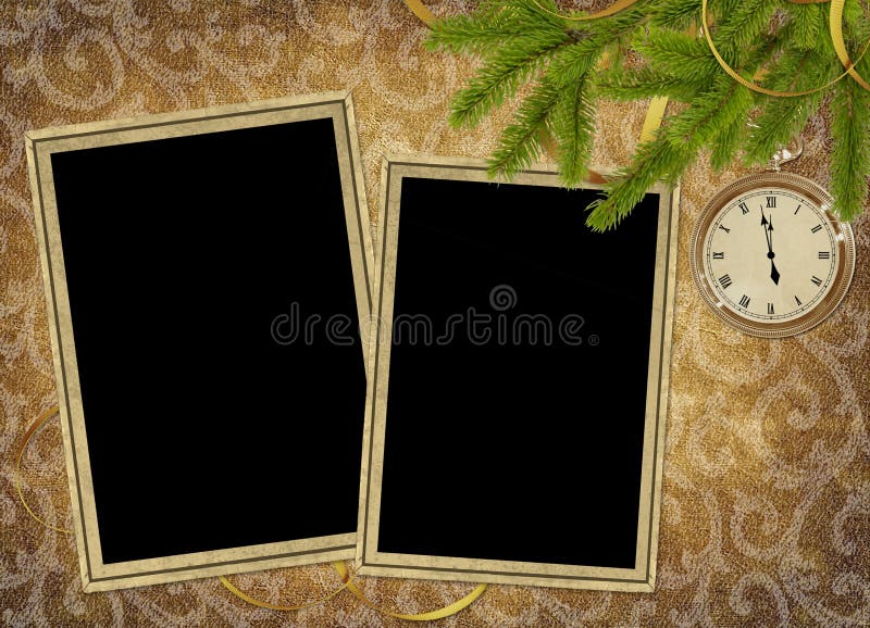 Vintage Card for the Holiday with Clock Stock Illustration ...