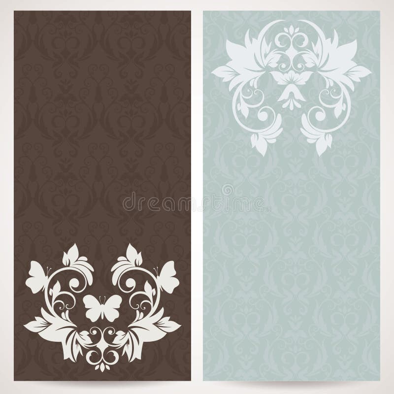 Elegant Cards with Floral Pattern Stock Vector - Illustration of ...