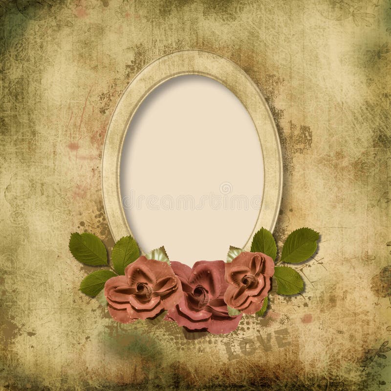 Vintage card with roses stock illustration. Illustration of card - 19457769