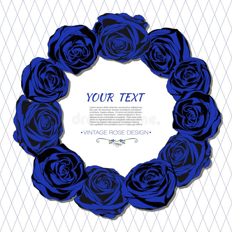 Vintage Card with a Round Frame of Blue Roses. Stock Vector ...