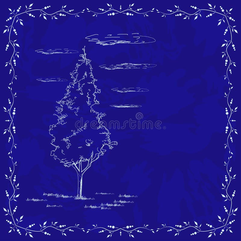 Vintage Card Template with Tree Stock Illustration - Illustration of ...