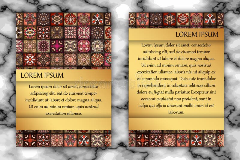 Vintage Card with Tribal Tile Patchwork Abstract Pattern and Ornaments. Stock Vector ...