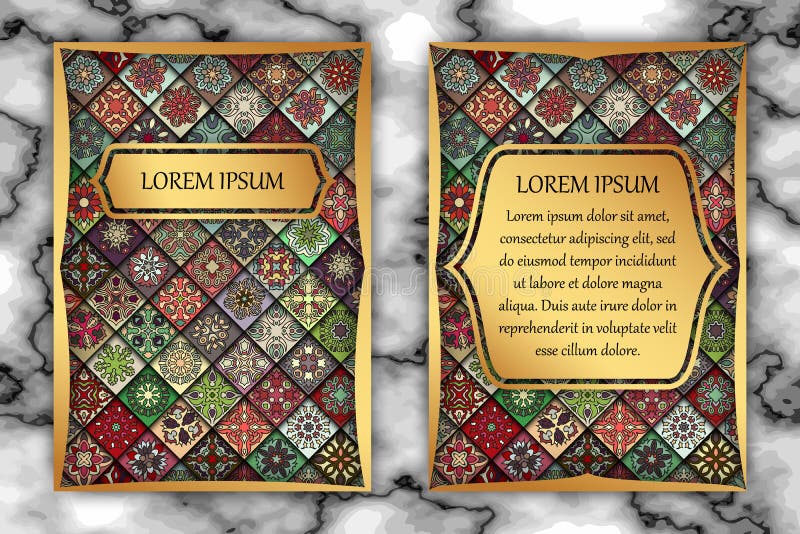 Vintage Card with Tribal Tile Patchwork Abstract Pattern and Ornaments ...