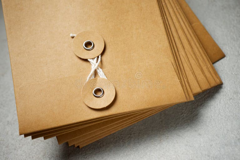 Vintage Cardboard Envelopes with String Closure Stock Photo - Image of ...