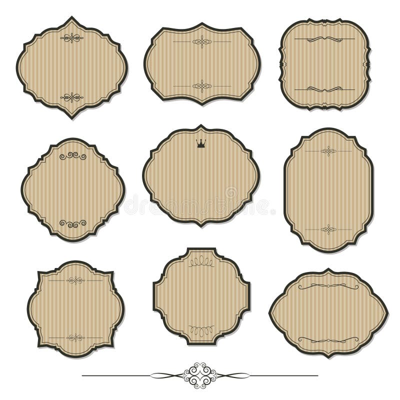 Vintage Cardboard Frame and Label Set. Stock Illustration ...