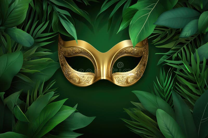 Vintage Carnival Mask Design Amidst Lush Greenery for Creative Mardi ...