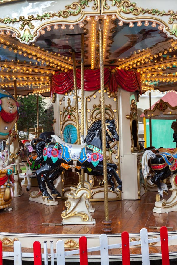 Vintage Carousel or Merry-go-round Stock Photo - Image of circle ...