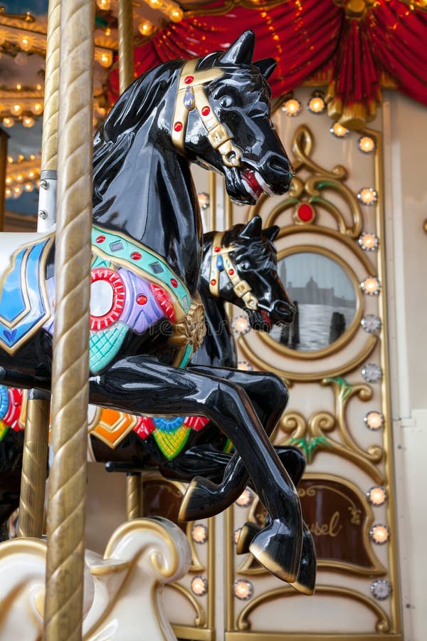 Vintage Carousel or Merry-go-round Stock Photo - Image of circle ...