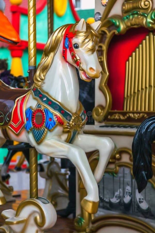Vintage Carousel or Merry-go-round Stock Photo - Image of circle ...