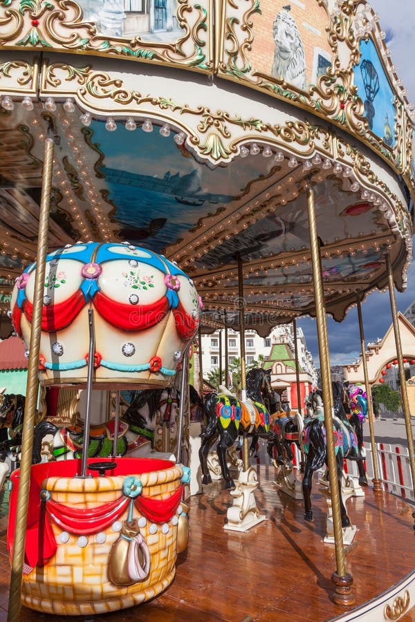 Vintage Carousel or Merry-go-round Stock Photo - Image of enjoyment ...
