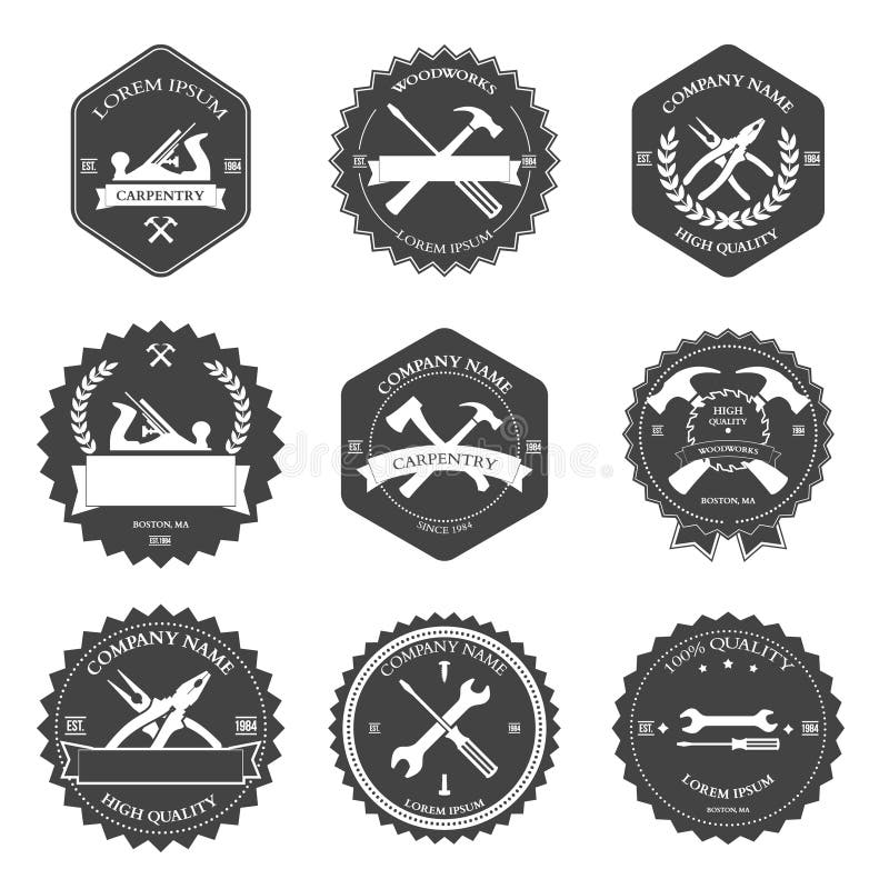 Vintage Carpentry Tools, Labels and Design Stock Vector - Illustration ...