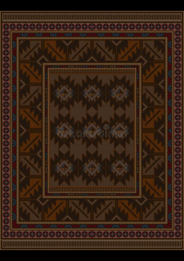 Vintage Carpet at Brown Shades and Variegated Pattern in the Center ...