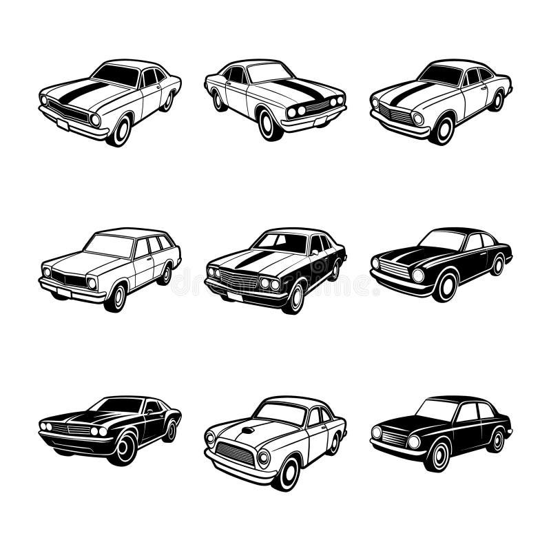 Vintage Cars Collection - Classic Car Illustrations Stock Vector ...
