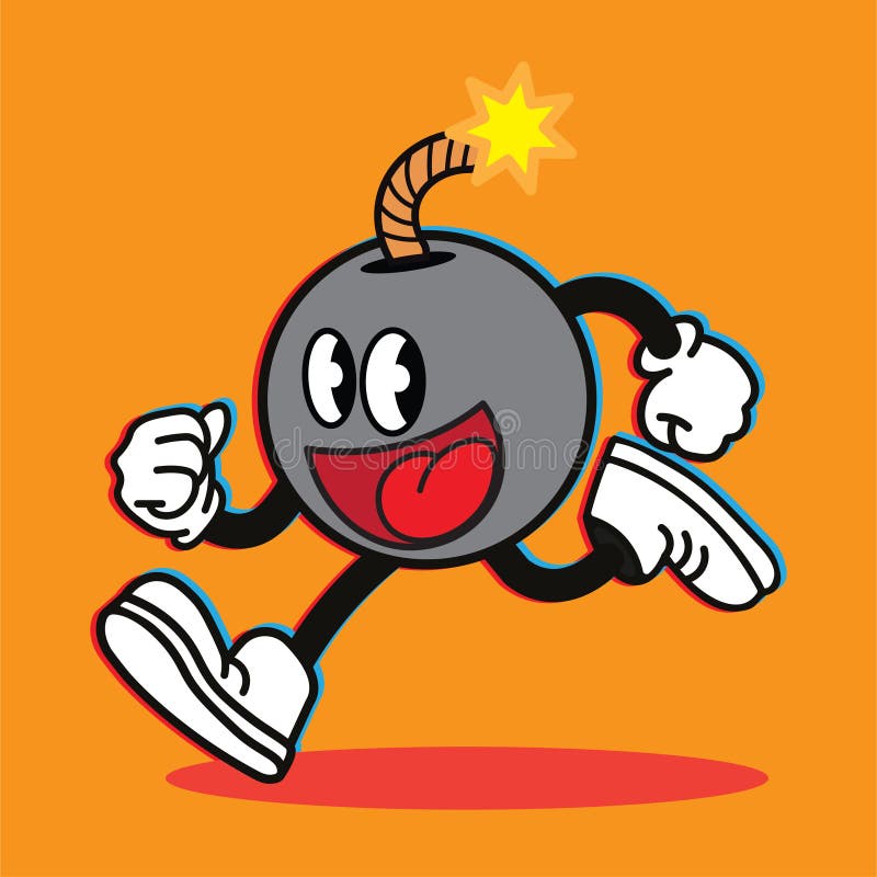 Vintage Cartoon Bomb Mascot Stock Vector - Illustration of dynamite ...