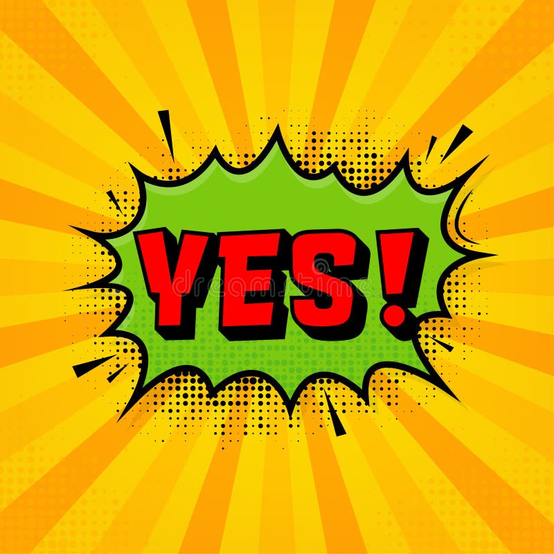 Vintage Cartoon Icon with Yes Pop. Abstract Icon. Stock Vector ...