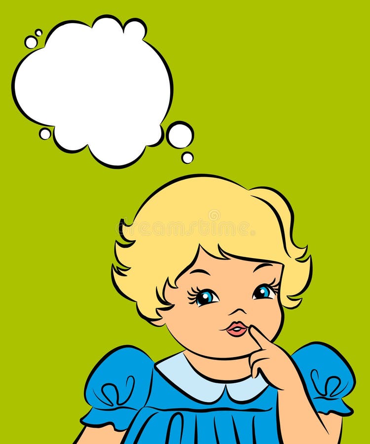 Vintage Cartoon Little Girl Stock Vector - Illustration of design ...