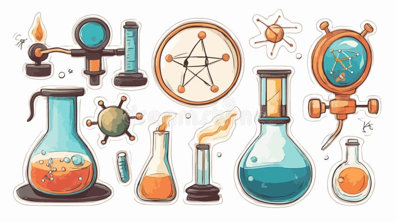 Vintage Cartoon Science Experiment Distressed Background Illustration ...