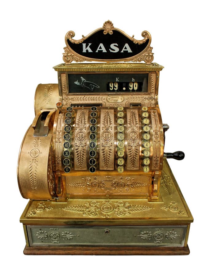 Vintage Cash Register Front View Stock Image - Image of retro ...
