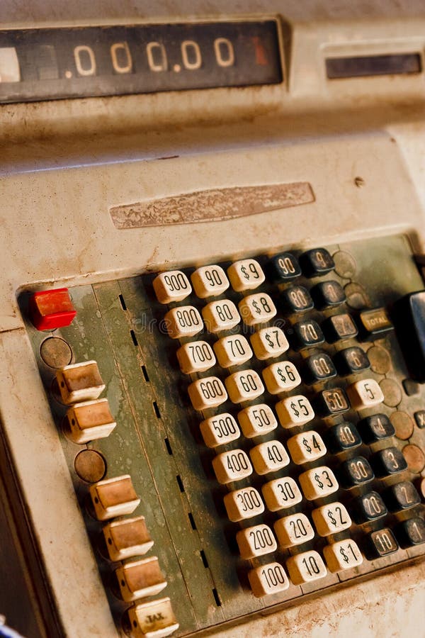 Vintage Cash Register Front View Stock Image - Image of retro ...