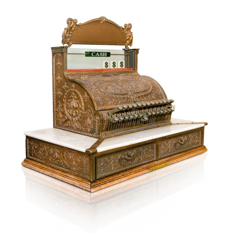 Vintage Cash Register Front View Stock Image - Image of retro ...