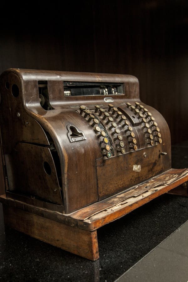 Vintage Cash Register Vintage Cash Register on a Black Background Stock ...