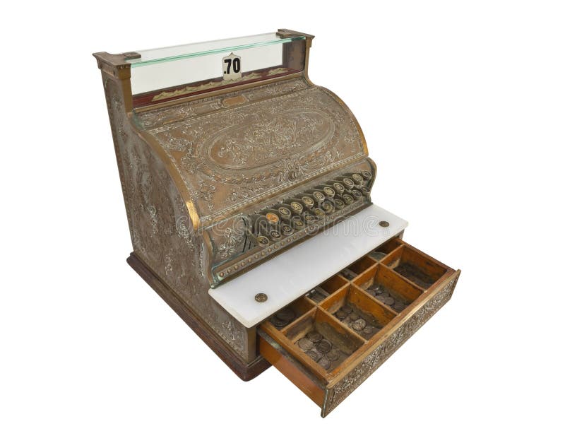Vintage Cash Register Front View Stock Image - Image of retro ...