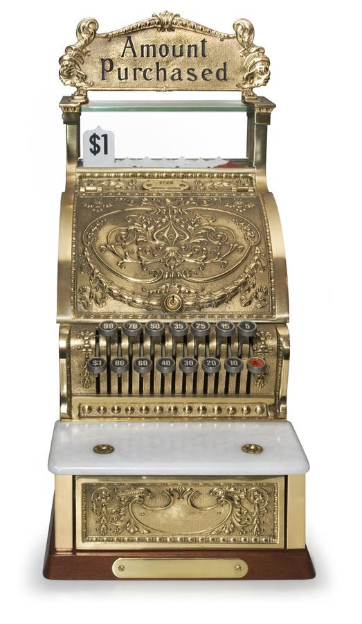 Vintage Cash Register Front View Stock Image - Image of retro ...