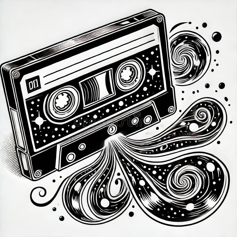 Vintage Cassette Tape Art Print Stock Illustration - Illustration of ...