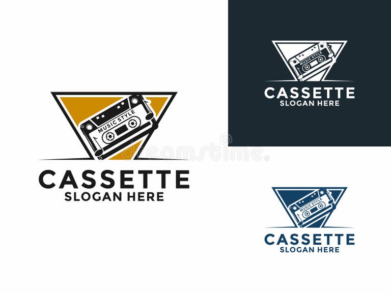 Vintage Cassette Tape with Triangle Logo Vector. Cassette Old Logo ...