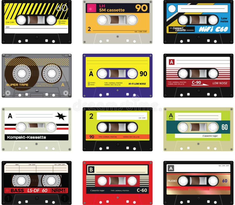 Vintage Cassette Tapes Vol 2 Stock Vector - Illustration of ... Vintage Cassette Tapes Vol 2 Stock Vector - Illustration of ...
