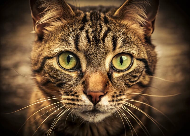 A Vintage Cat Portrait Capturing the Complex Emotions of a Feline ...