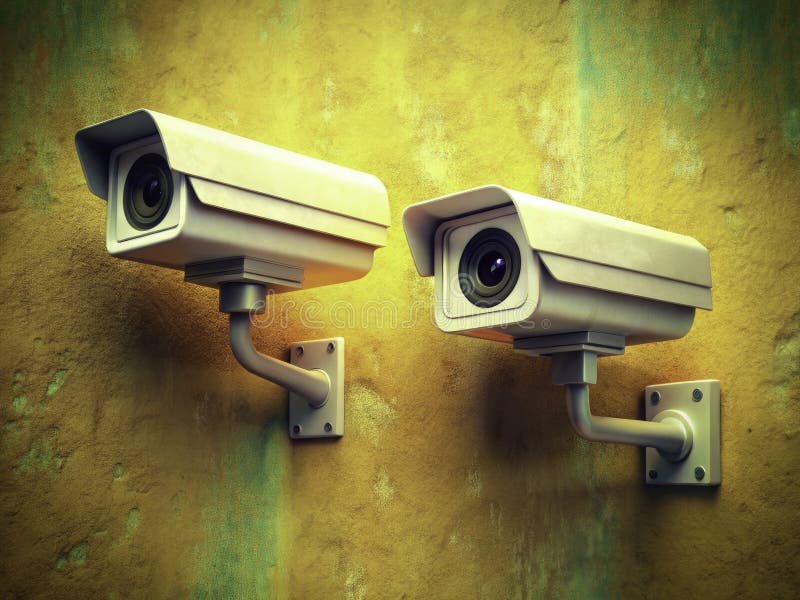 Vintage CCTV Surveillance Camera Wall Corner a 3D Render Comparing ...