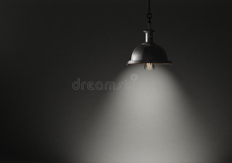 A Vintage Ceiling Light in a Dark Room Stock Illustration ...
